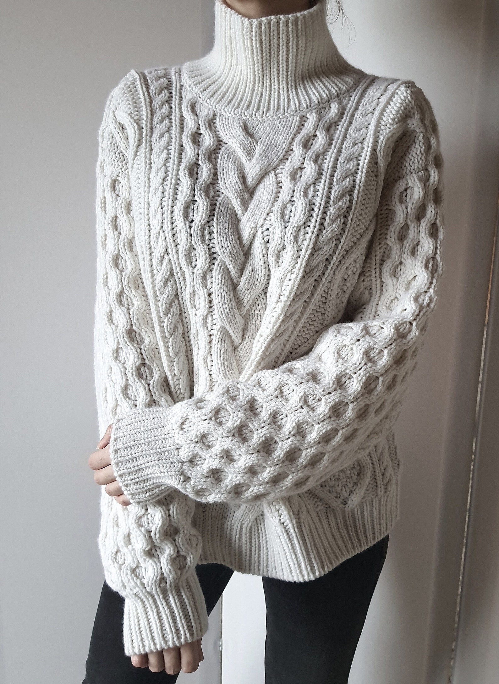 100% Cashmere Cable Knit Oversize Sweater - Etsy