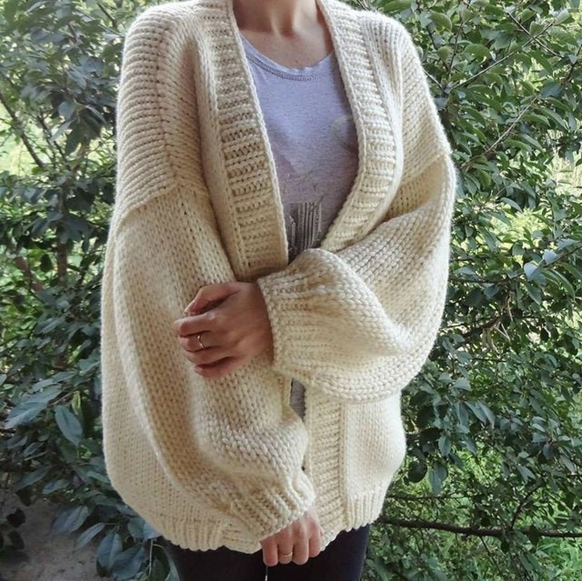 100% Cashmere Chunky Oversize Cardigan Knitted Handmade Chunky Cardigan ...