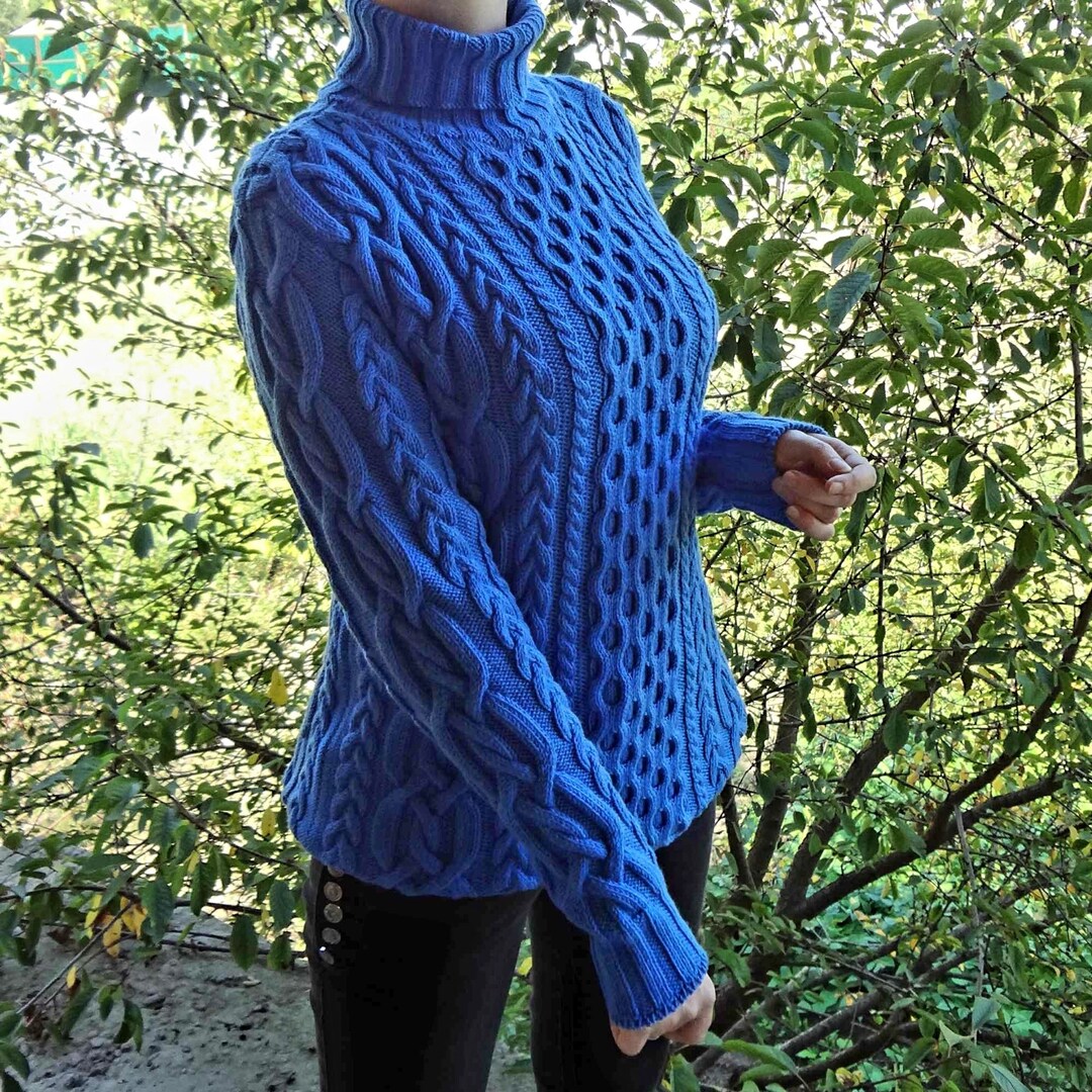 Cable Knit Merino Sweater - Handmade Knitted Turtleneck Sweater - Etsy