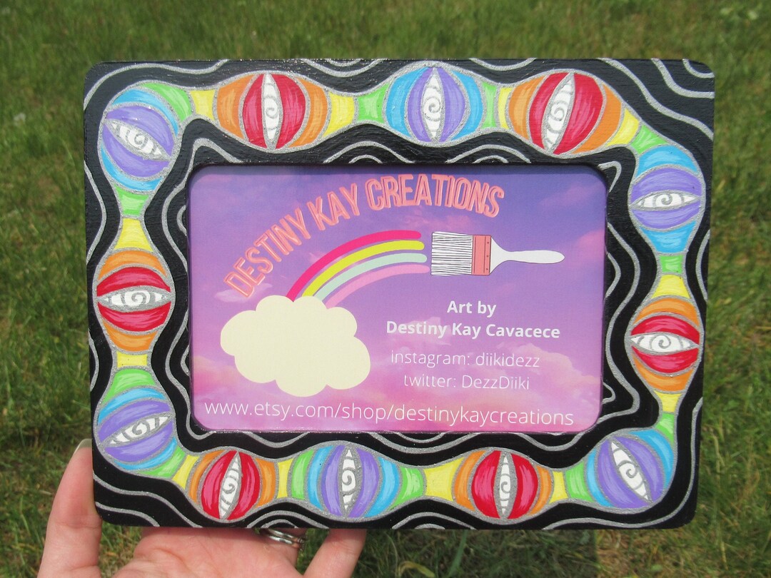 Trippy Rainbow Hand Painted Picture Frame - Etsy