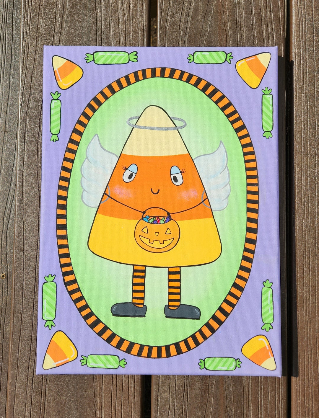 Trick or Treat Candy Corn Angel Halloween Painting - Etsy