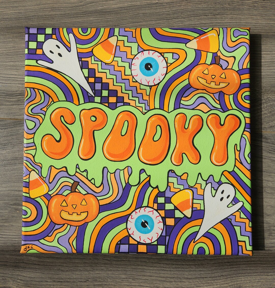Spooky Trippy Halloween Painting - Etsy
