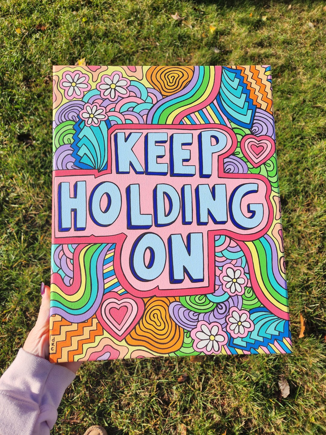 Keep Holding on Rainbow Trippy Painting Acrylic - Etsy