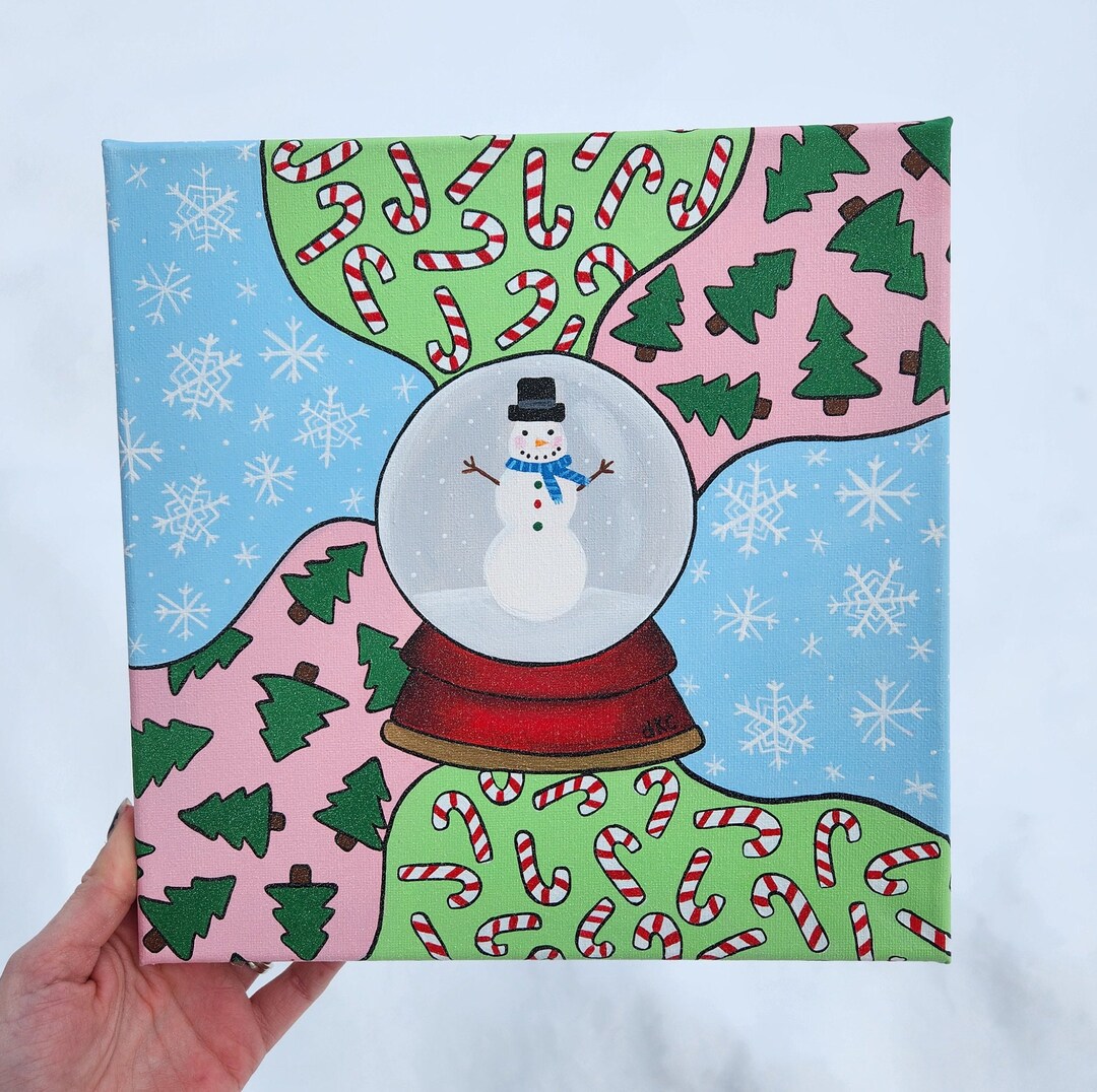 Trippy Snow Globe Glittery Painting - Etsy
