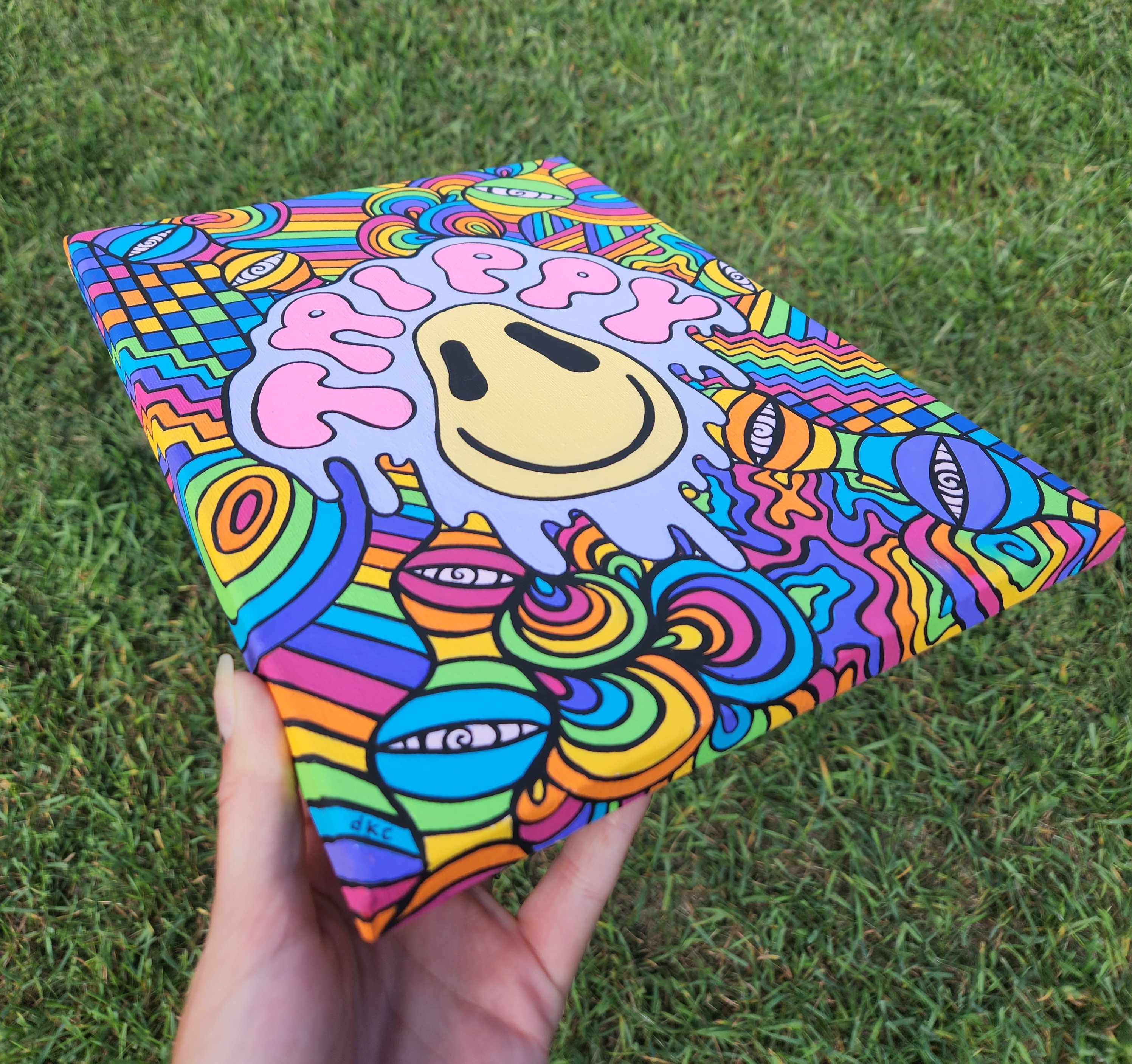Trippy Psychedelic Rainbow Acrylic Painting - Etsy