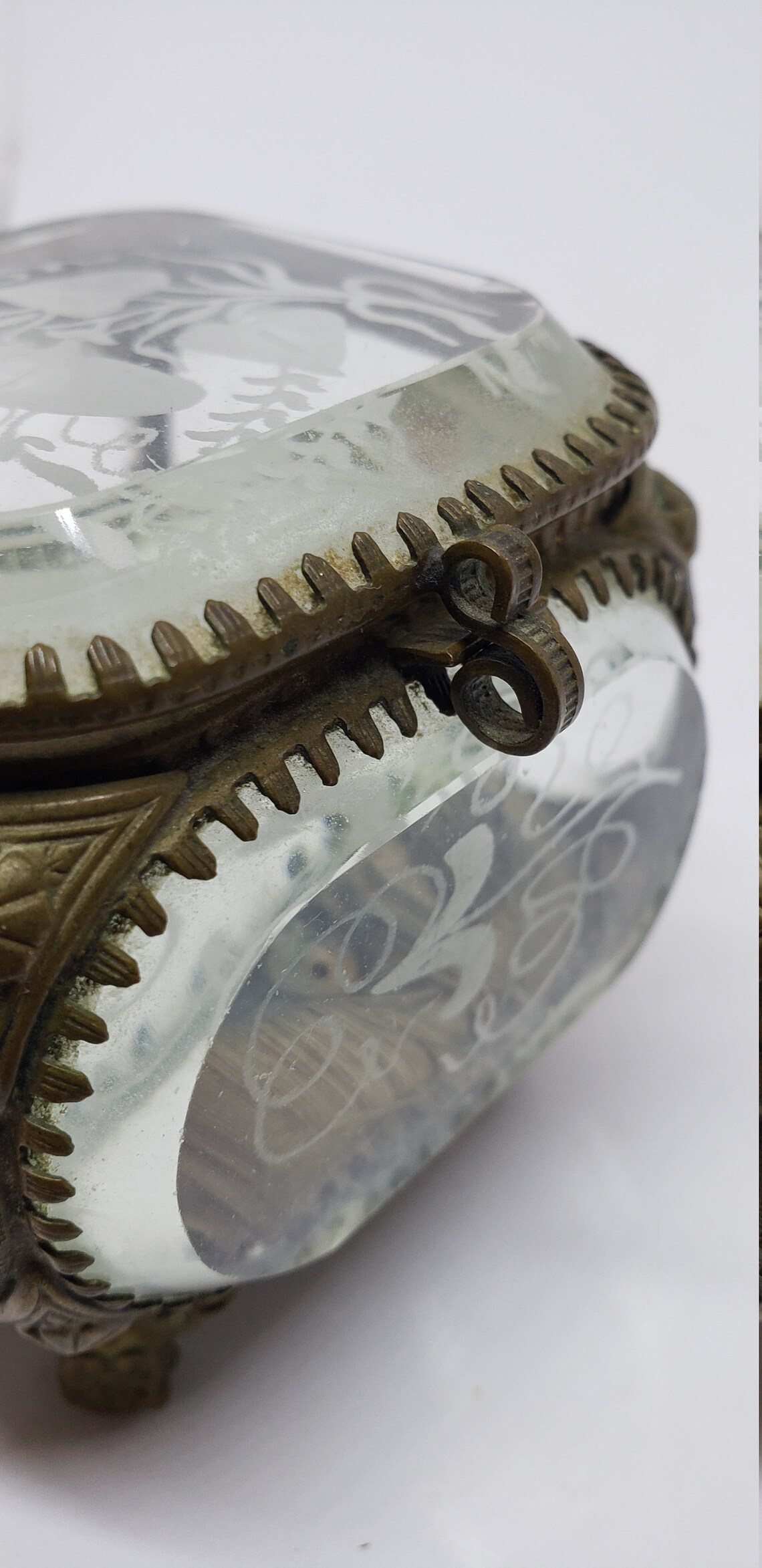 Victorian Jewelry Casket with Beautifully Etched Beveled Glass | Etsy