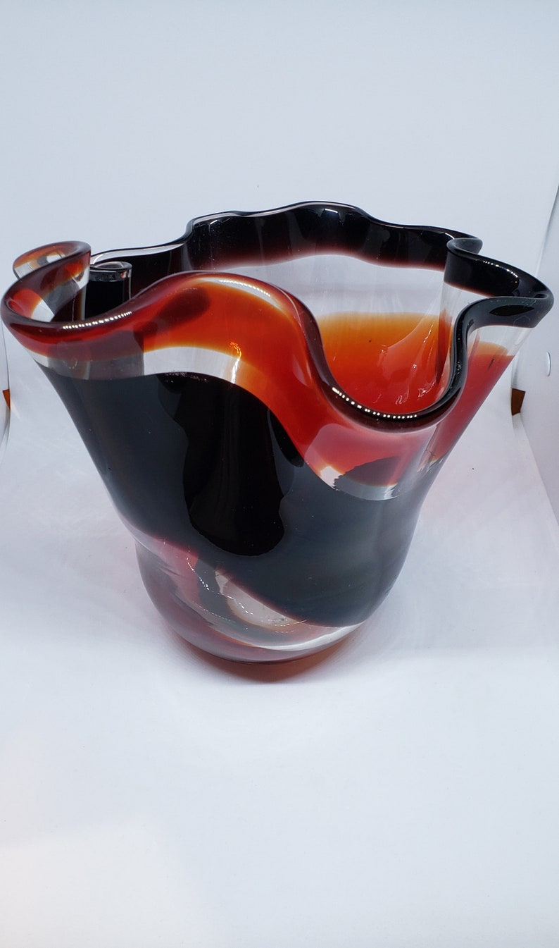 Vintage Ribbon Glass Vase - Etsy