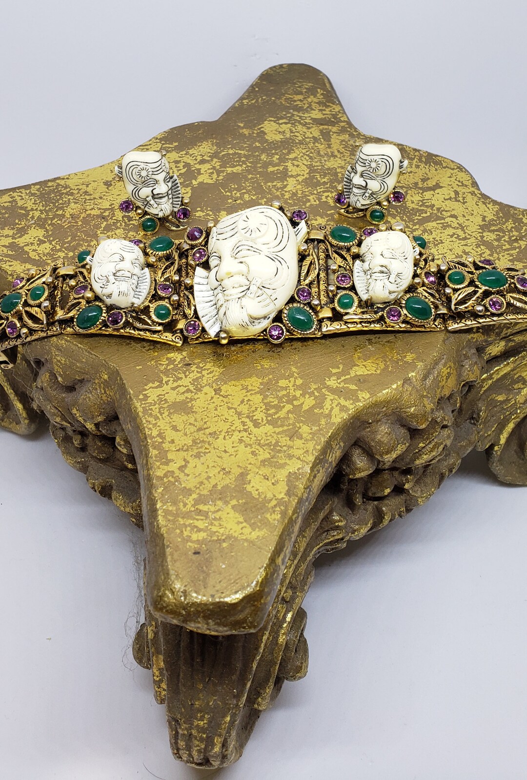 Rare! 50's Signed SELRO Devil/noh Face Bracelet and Earrings Unique ...