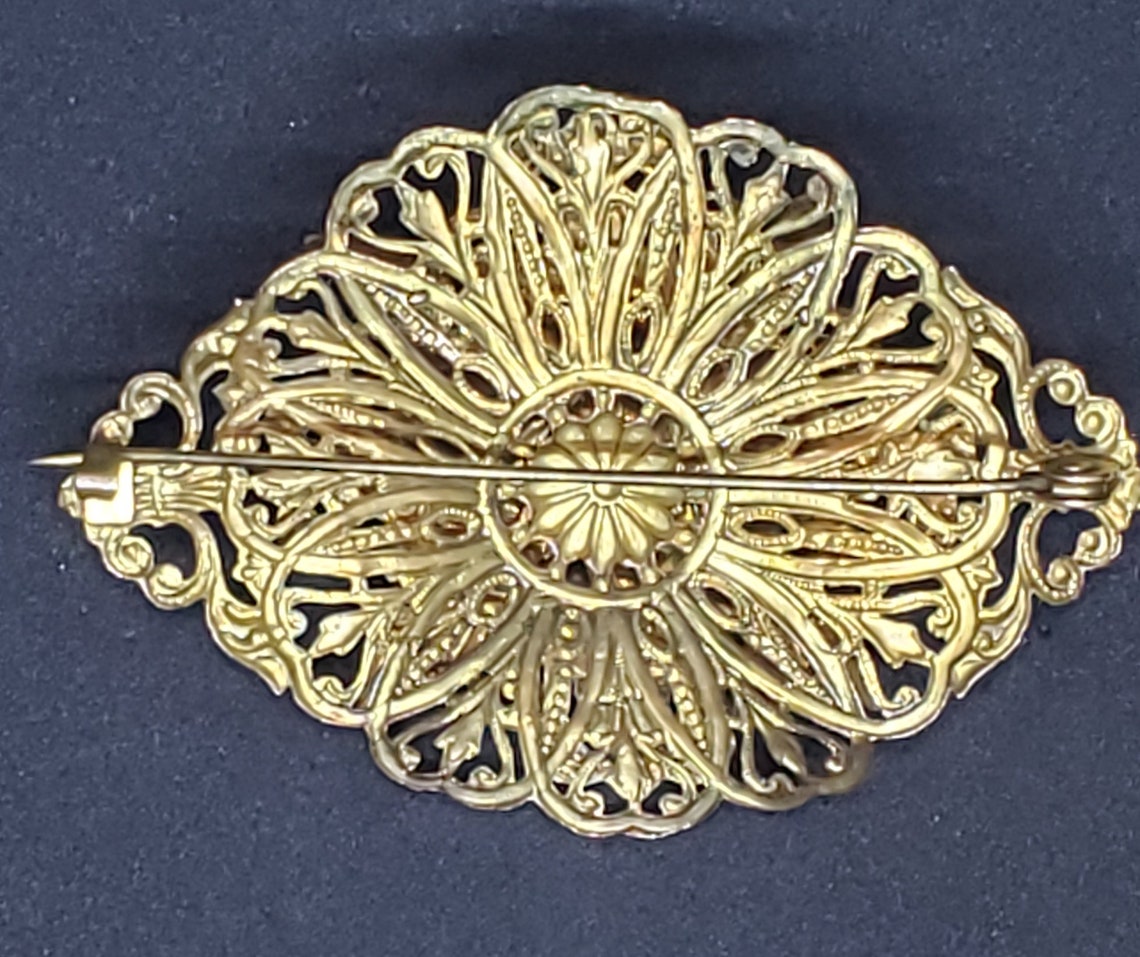 Large Victorian Antique Filigree Brooch | Etsy