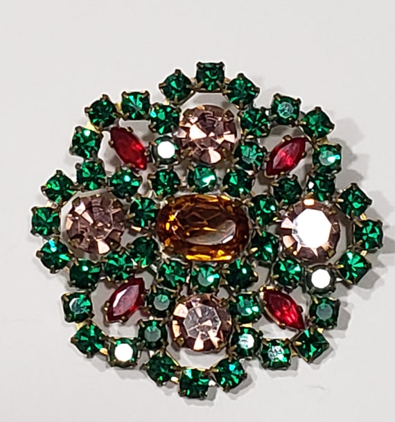 Czech Vintage Crystal Brooch - Gem