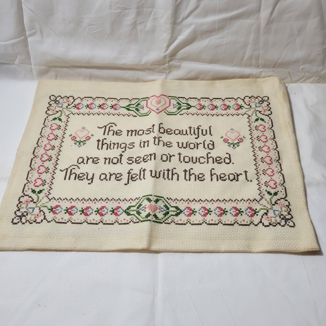 Vintage Needlepoint Sampler Finished 14"x10 1/4" - Etsy