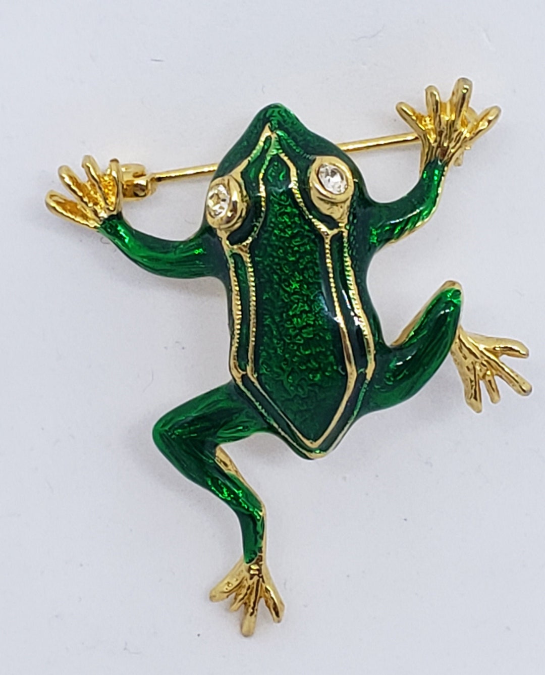 Vintage Enameled Frog Pin - Etsy