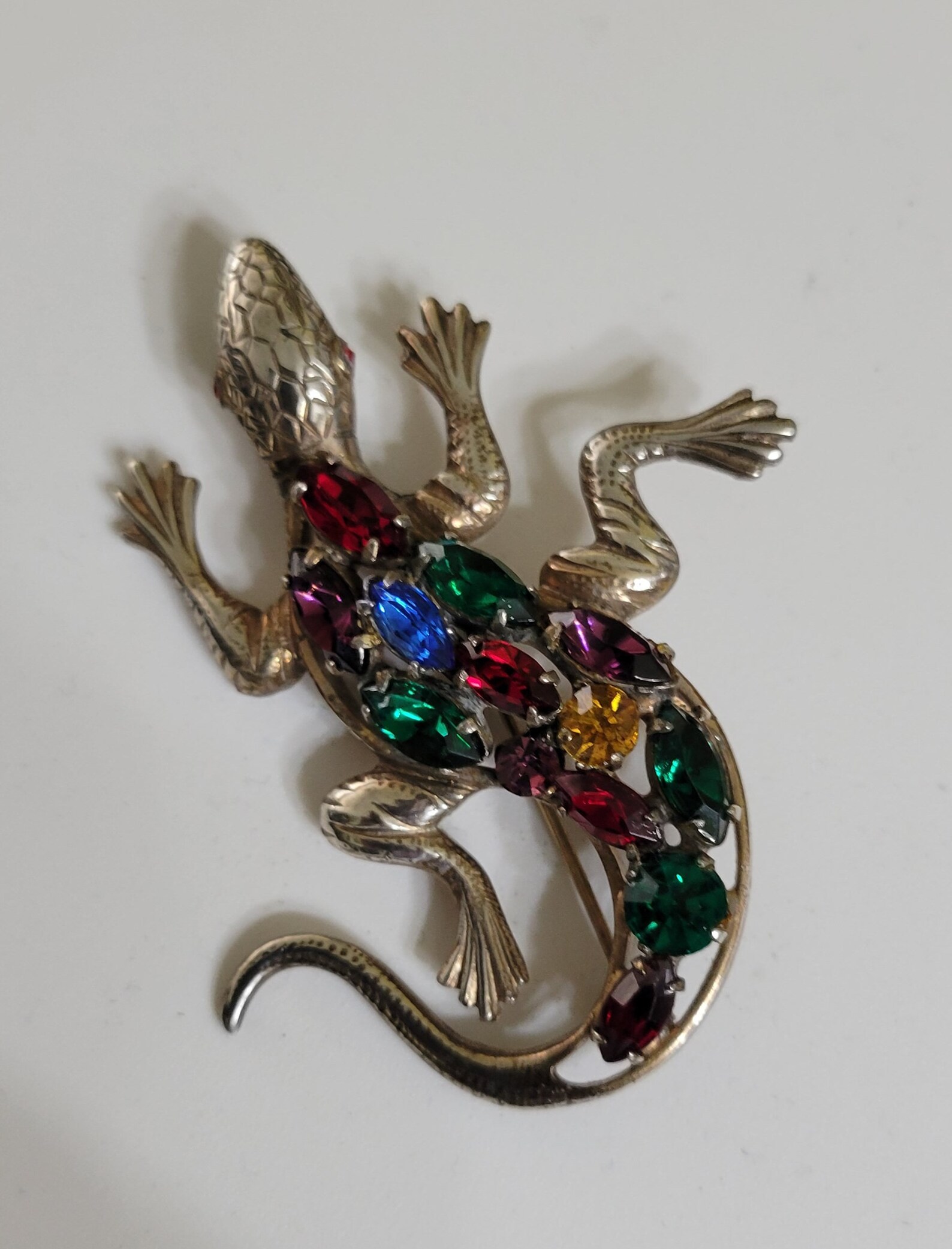RARE 1940s Signed Fred A Block Designer Jeweled Lizard Brooch - Etsy