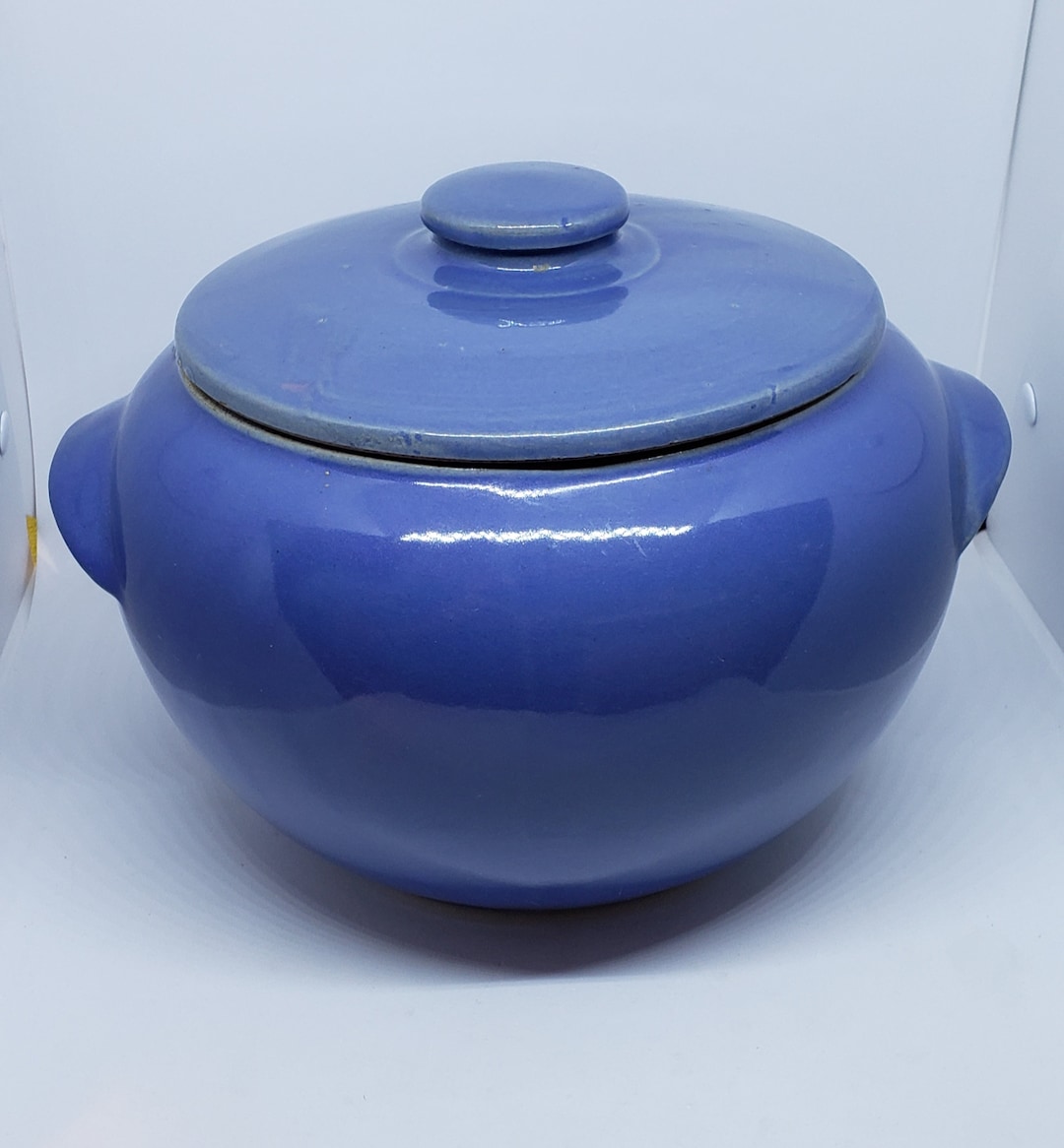 Vintage Bean Pot/pottery Cookware Marked U.S.A. Blue Color Circa 30's ...