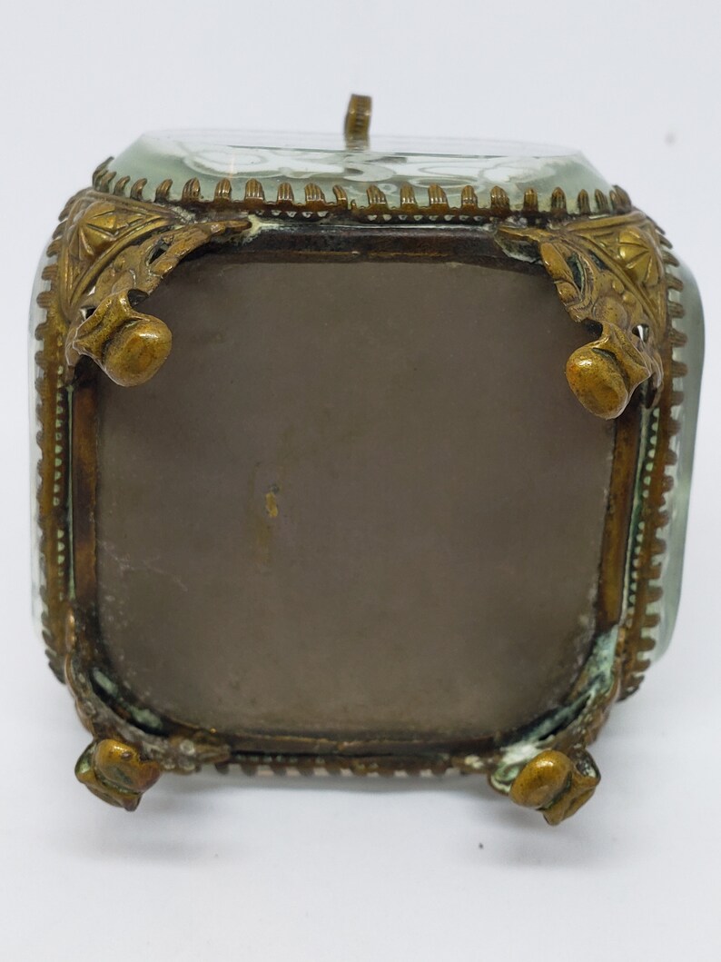 Victorian Jewelry Casket With Beautifully Etched Beveled Glass Panels ...
