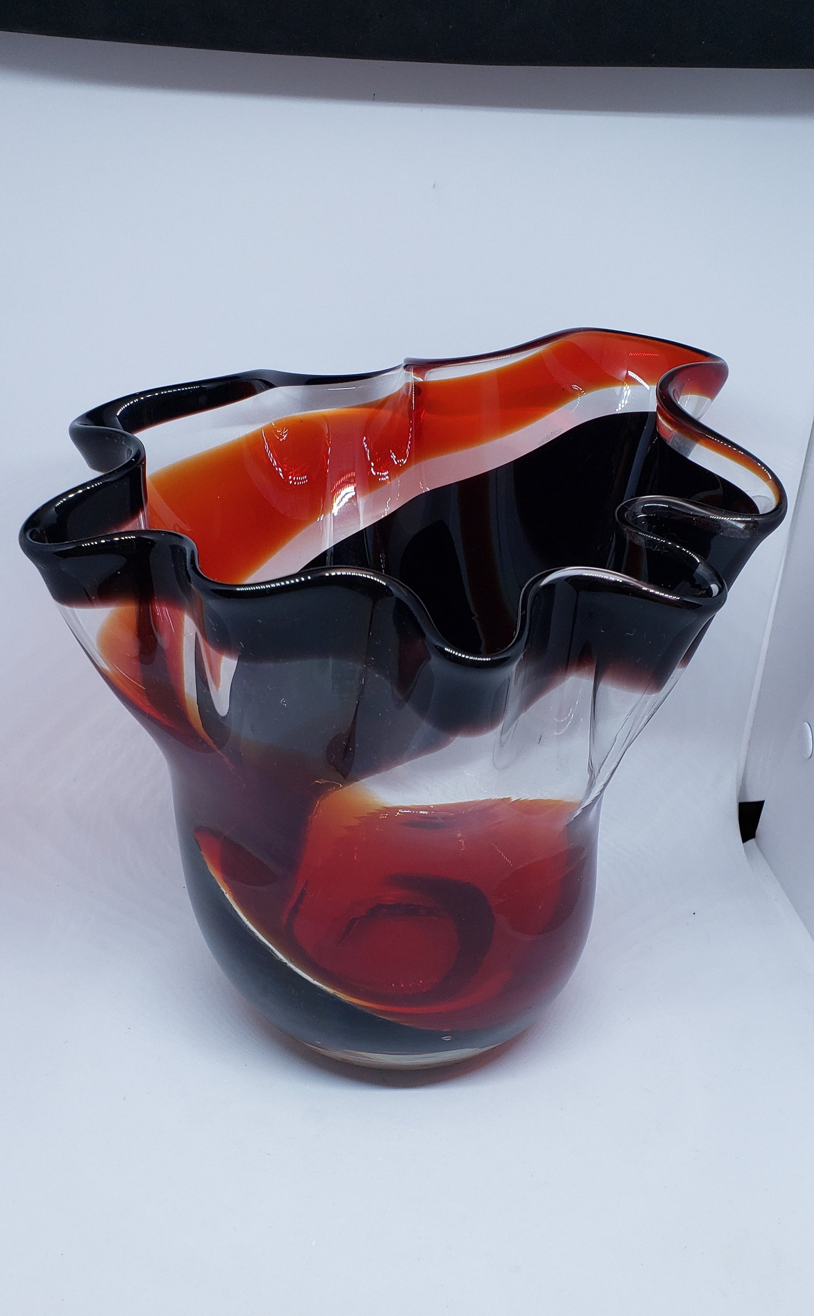 Vintage Ribbon Glass Vase - Etsy