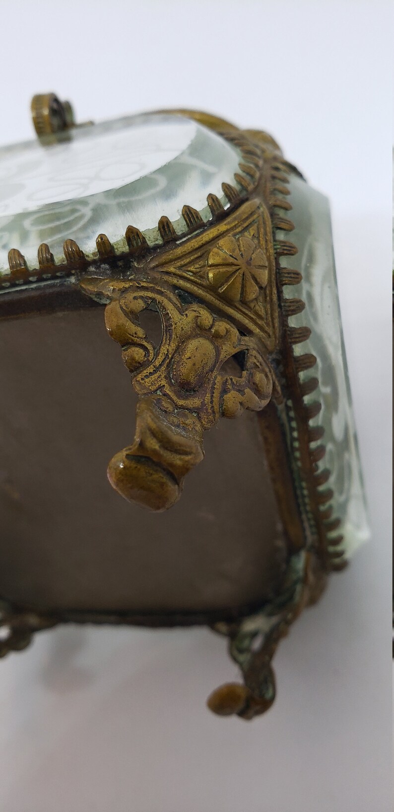 Victorian Jewelry Casket With Beautifully Etched Beveled Glass Panels ...
