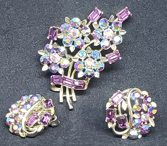 Vintage Lisner Brooch & Earrings Costume Jewelry Set - Etsy