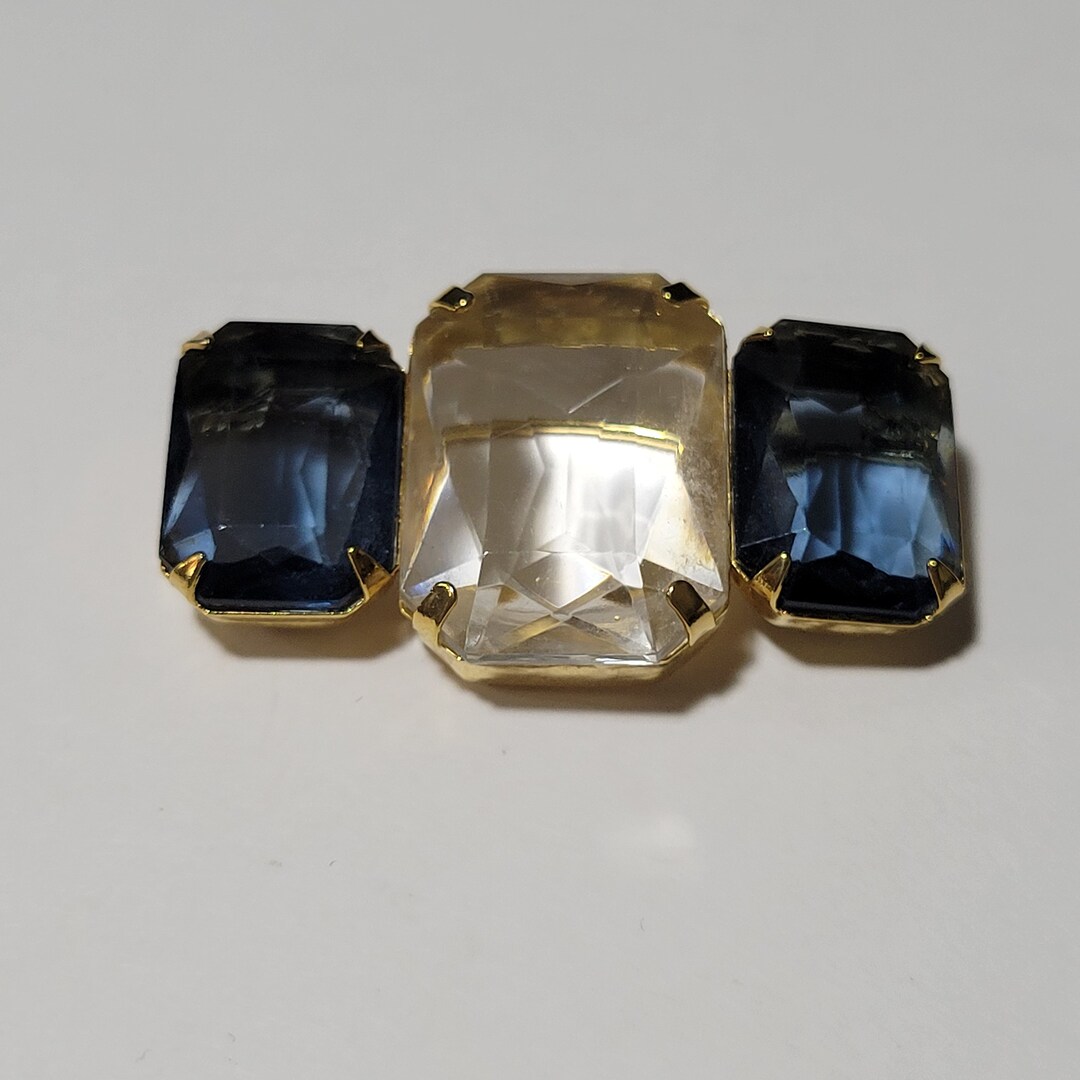 Vintage Faux Sapphire/topaz Pin Signed AVON - Etsy