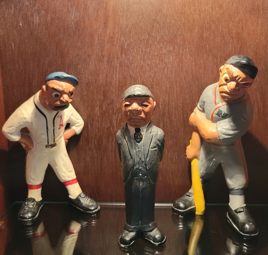 1941 L.L. Rittgers RARE! 3pc Baseball Players and Umpire Chalkware ...