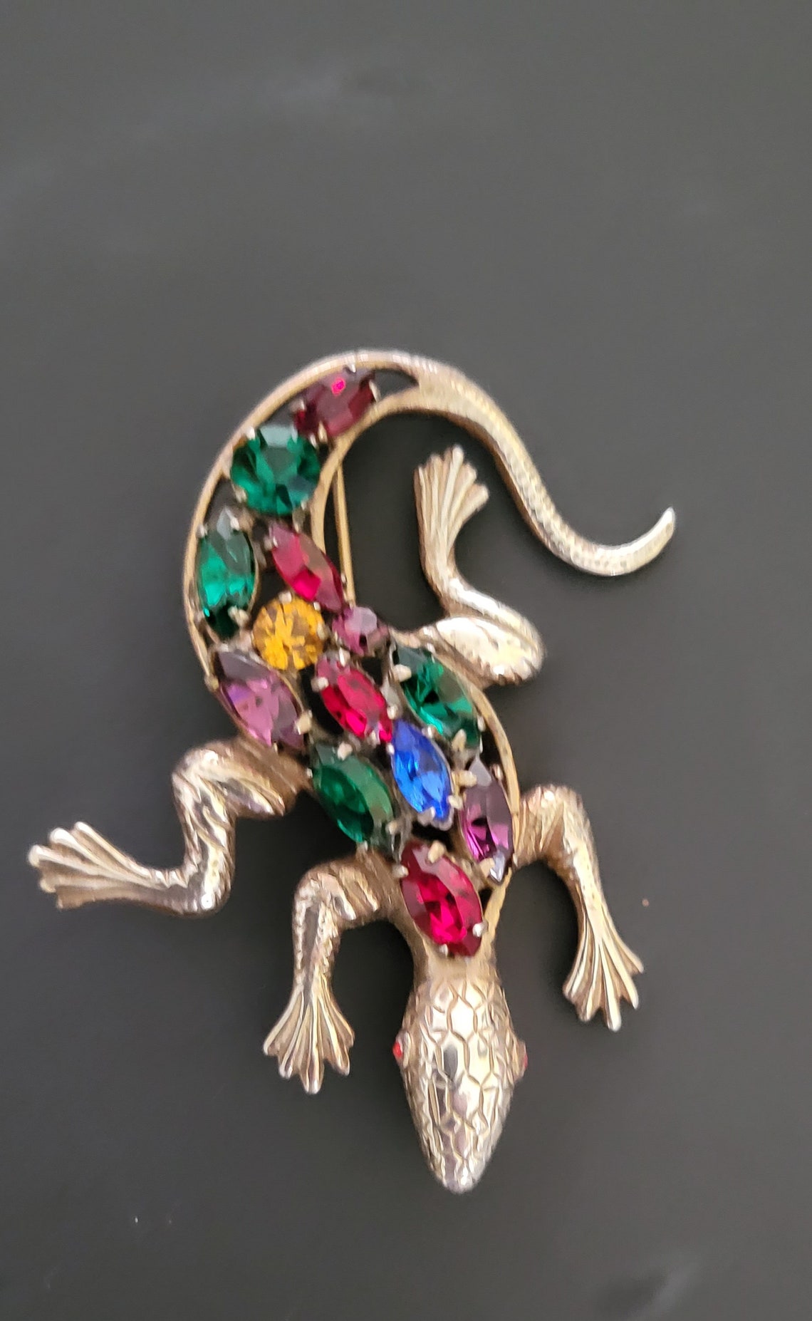 RARE 1940s Signed Fred A Block Designer Jeweled Lizard Brooch - Etsy