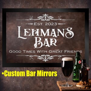 CUSTOM BAR MIRROR Sign • Home Bar, Basement Bar, Man Cave • Real Mirror ...
