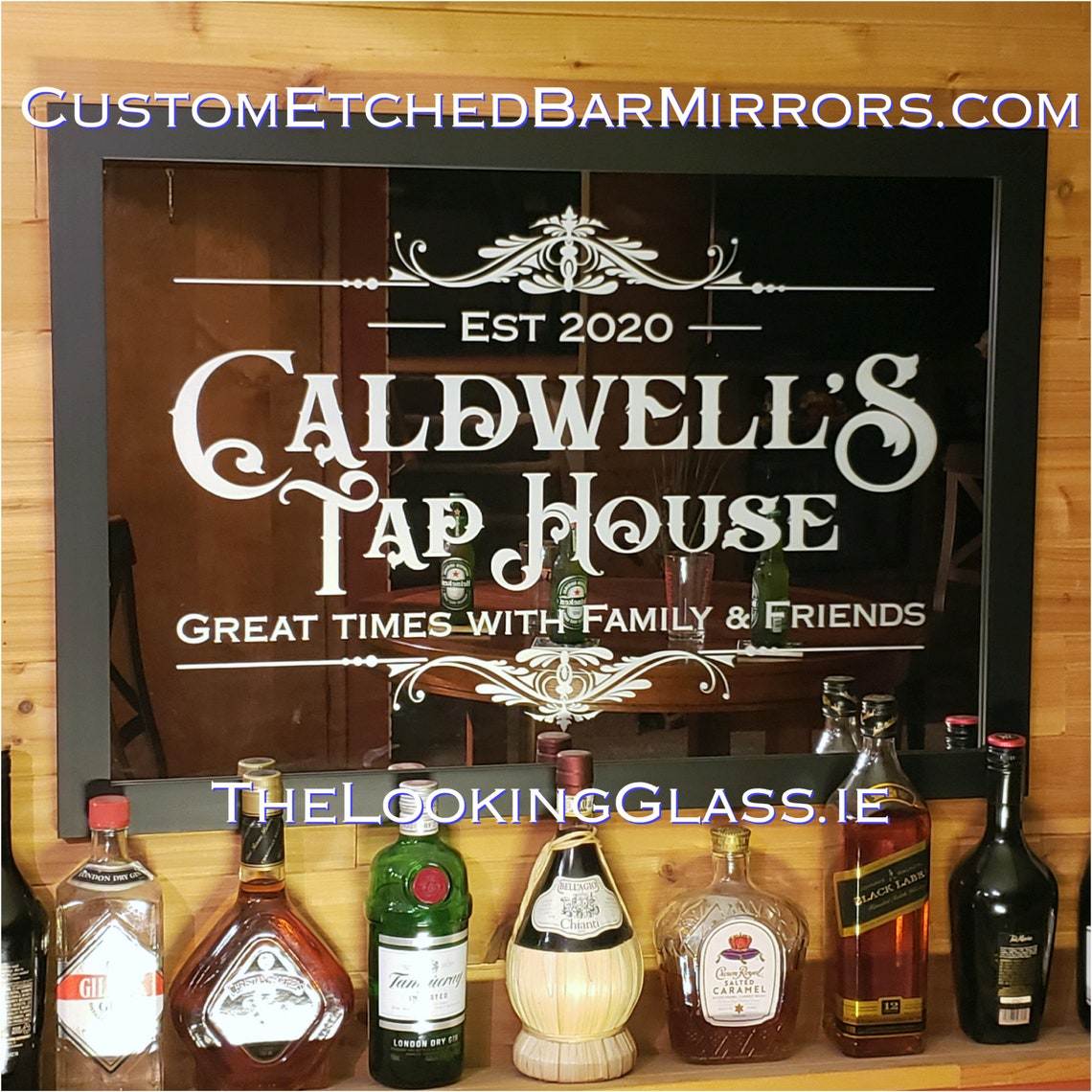 CUSTOM BAR MIRROR Sign • Home Bar, Basement Bar, Man Cave • Real Mirror ...