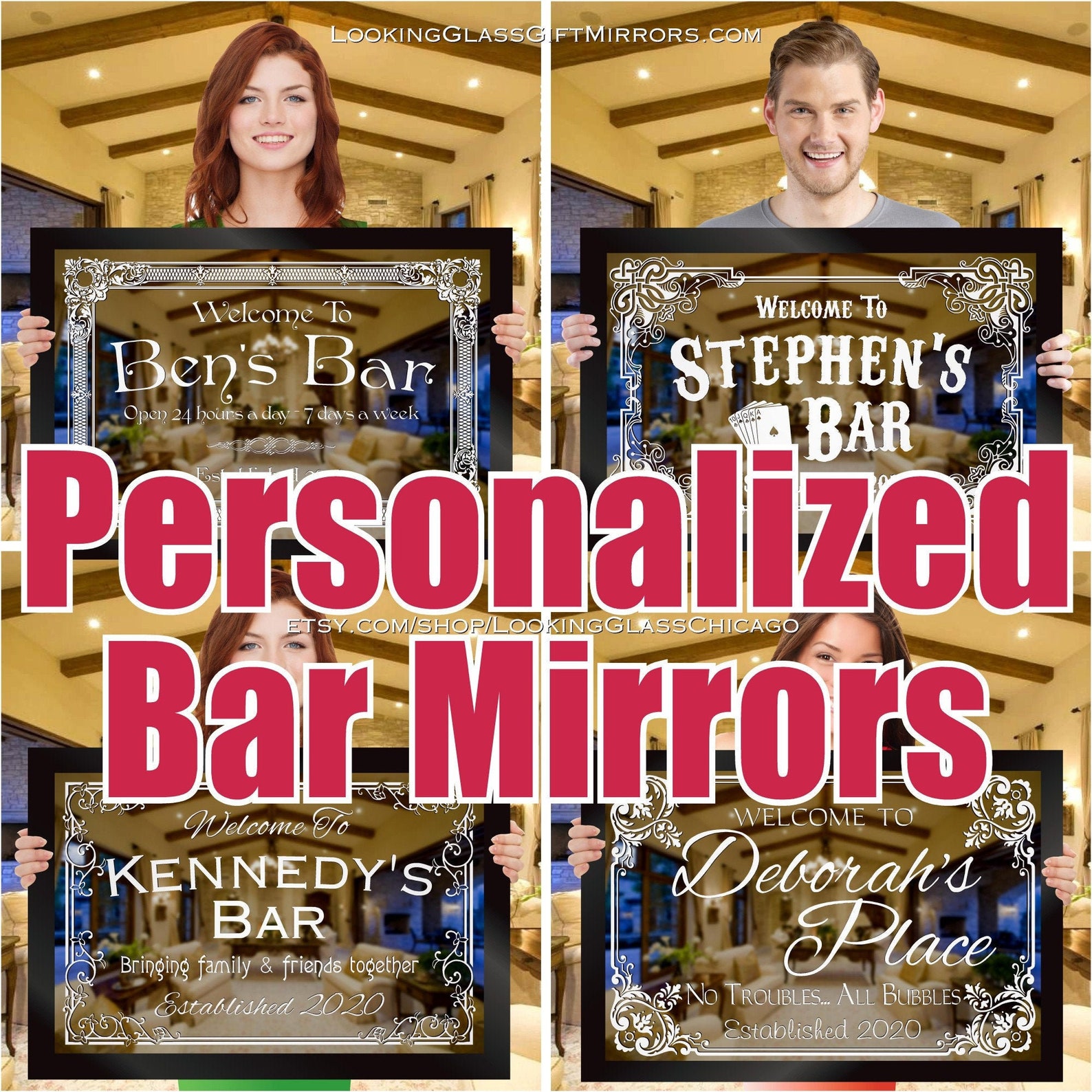 PERSONALIZED BAR MIRRORS Design Your Own Unique Custom Home | Etsy