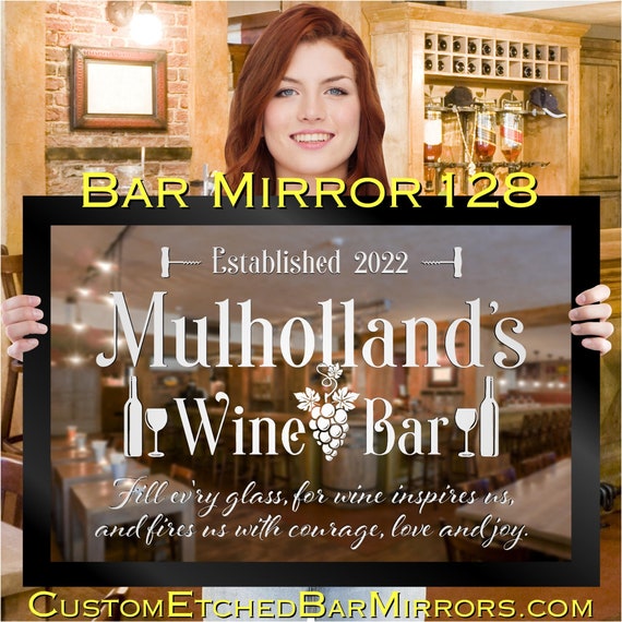 CUSTOM BAR MIRROR Wine Bar Design Customized With Your Bar - Etsy