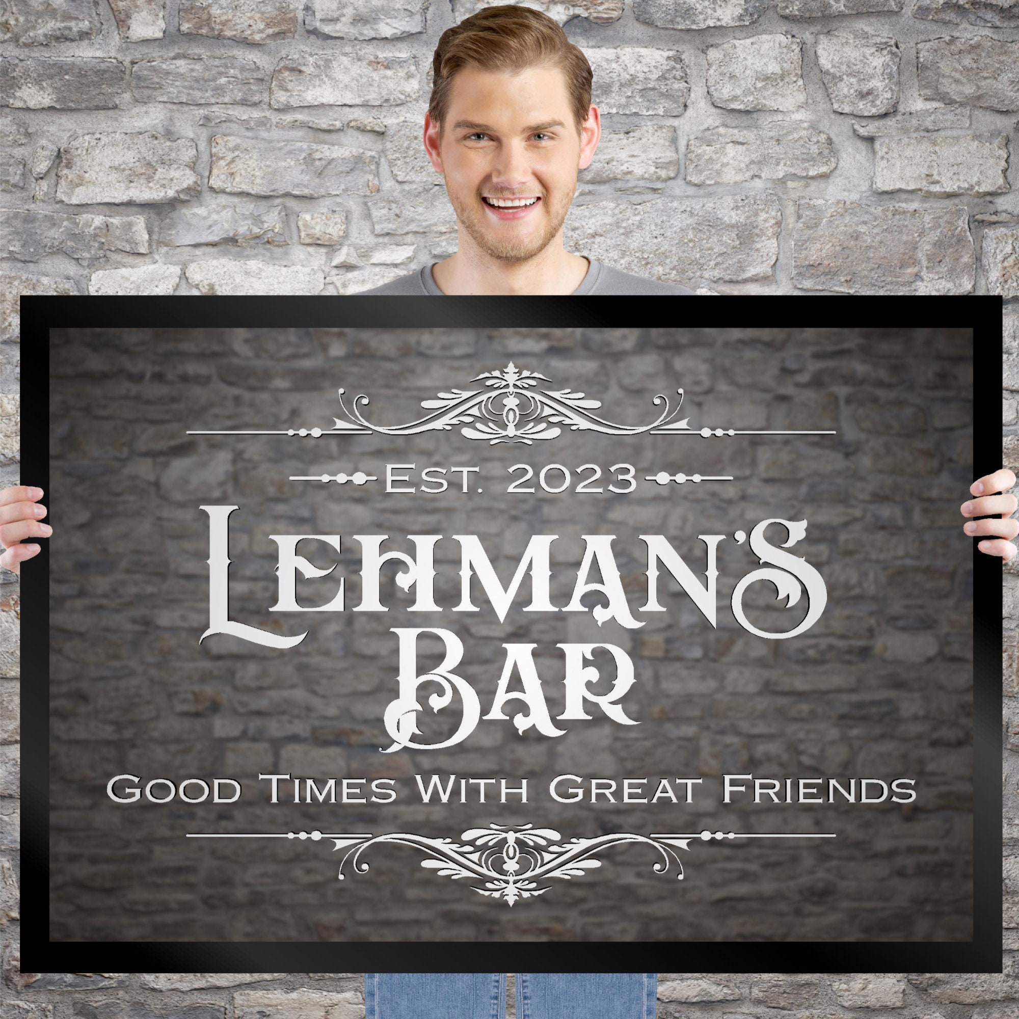 CUSTOM BAR MIRROR Sign • Home Bar, Basement Bar, Man Cave • Real Mirror ...