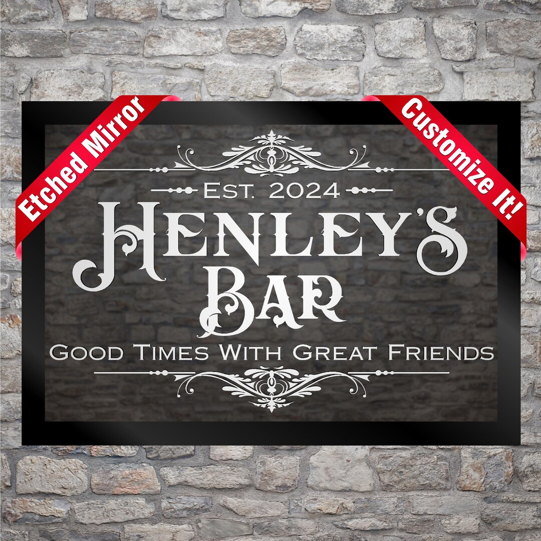 CUSTOM BAR MIRRORS 33x23 Large Size Real Mirror & Wood Frame Sand ...