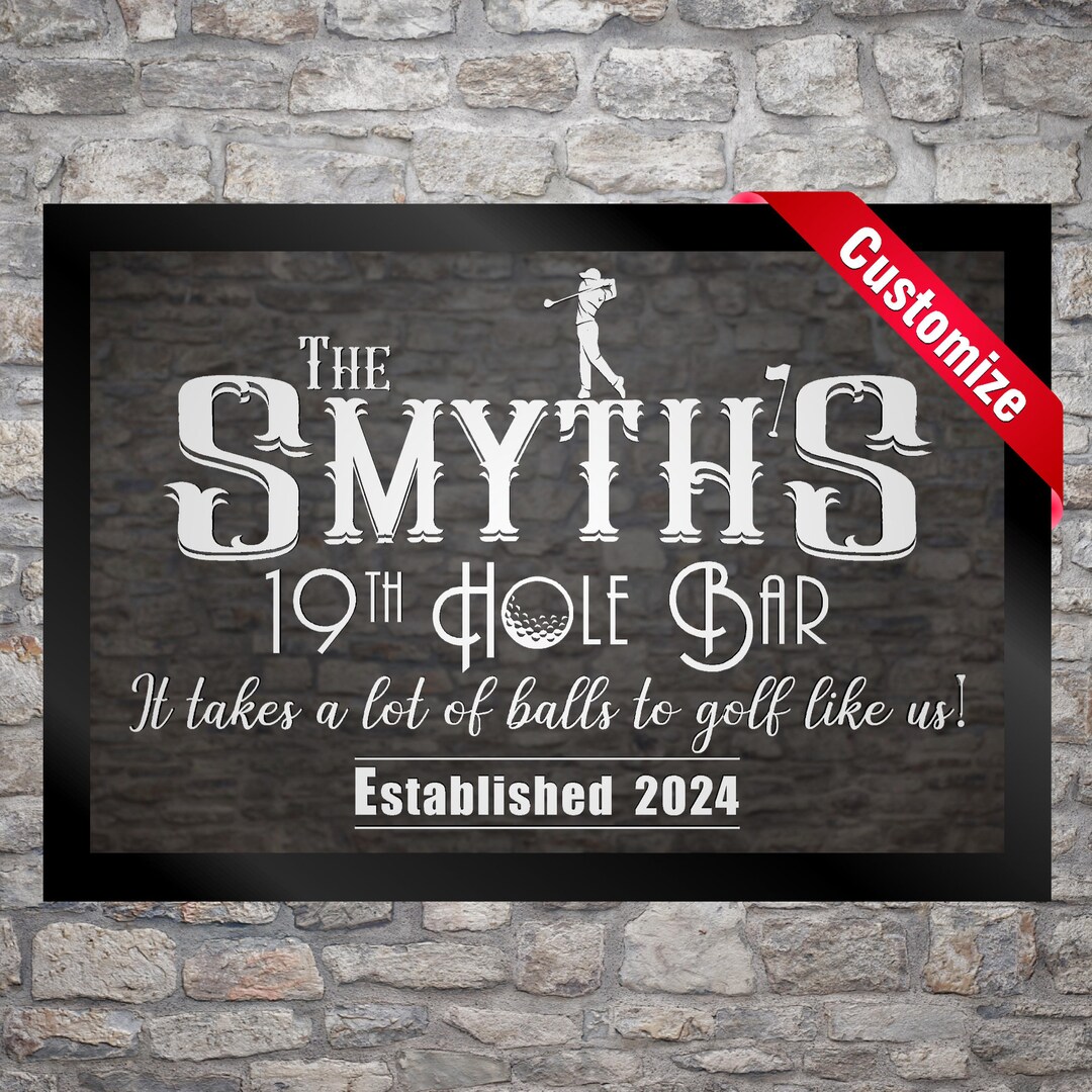 GIFT FOR GOLFER Golf Bar Mirror Sign | 19th Hole Design | Etched Mirror ...