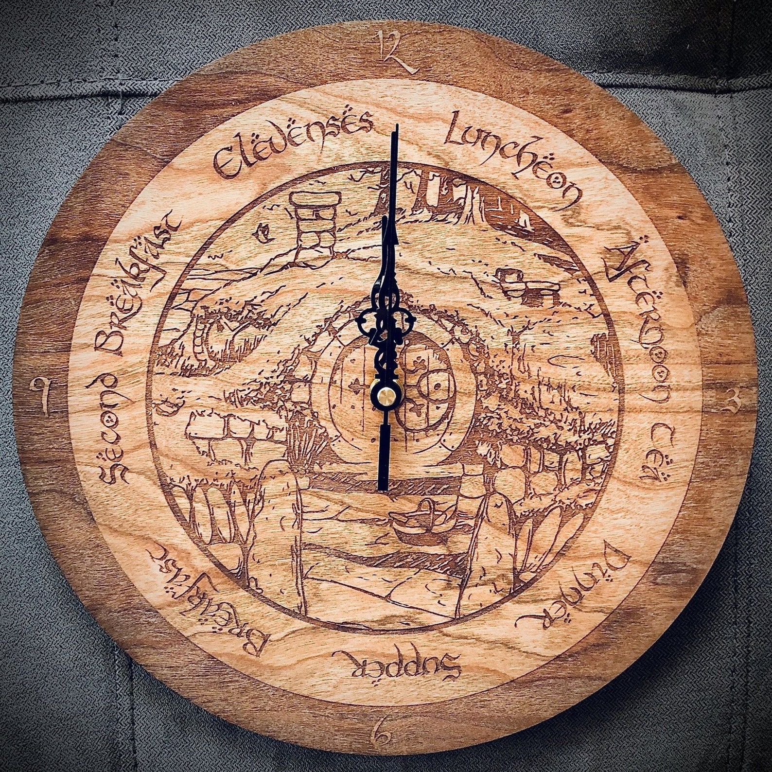 Shire Clock Wood Hobbit Clock Second Breakfast Lord of the - Etsy