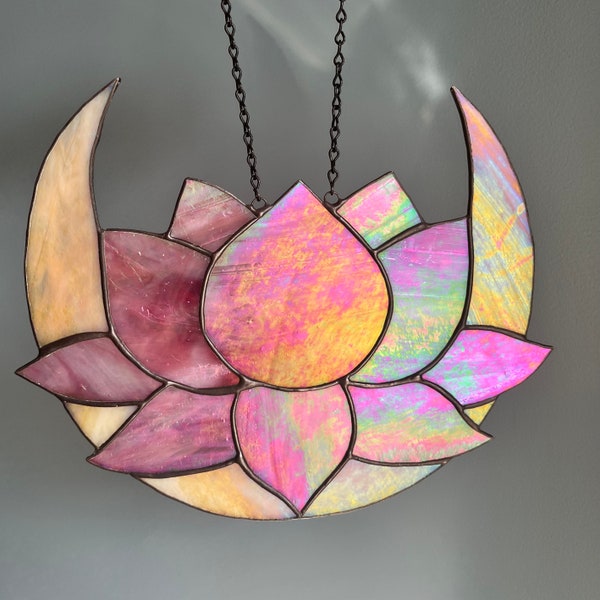 Stained Glass Moon and Lotus Pattern - Etsy