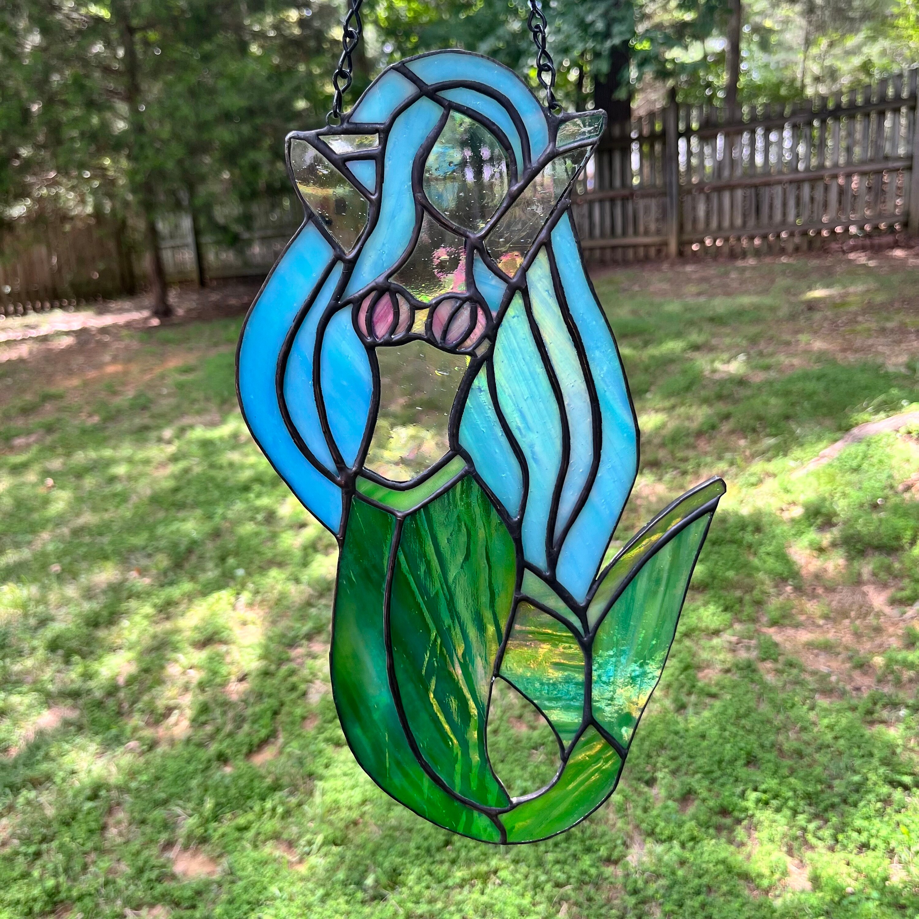 Stained Glass Iridescent Mermaid - Etsy