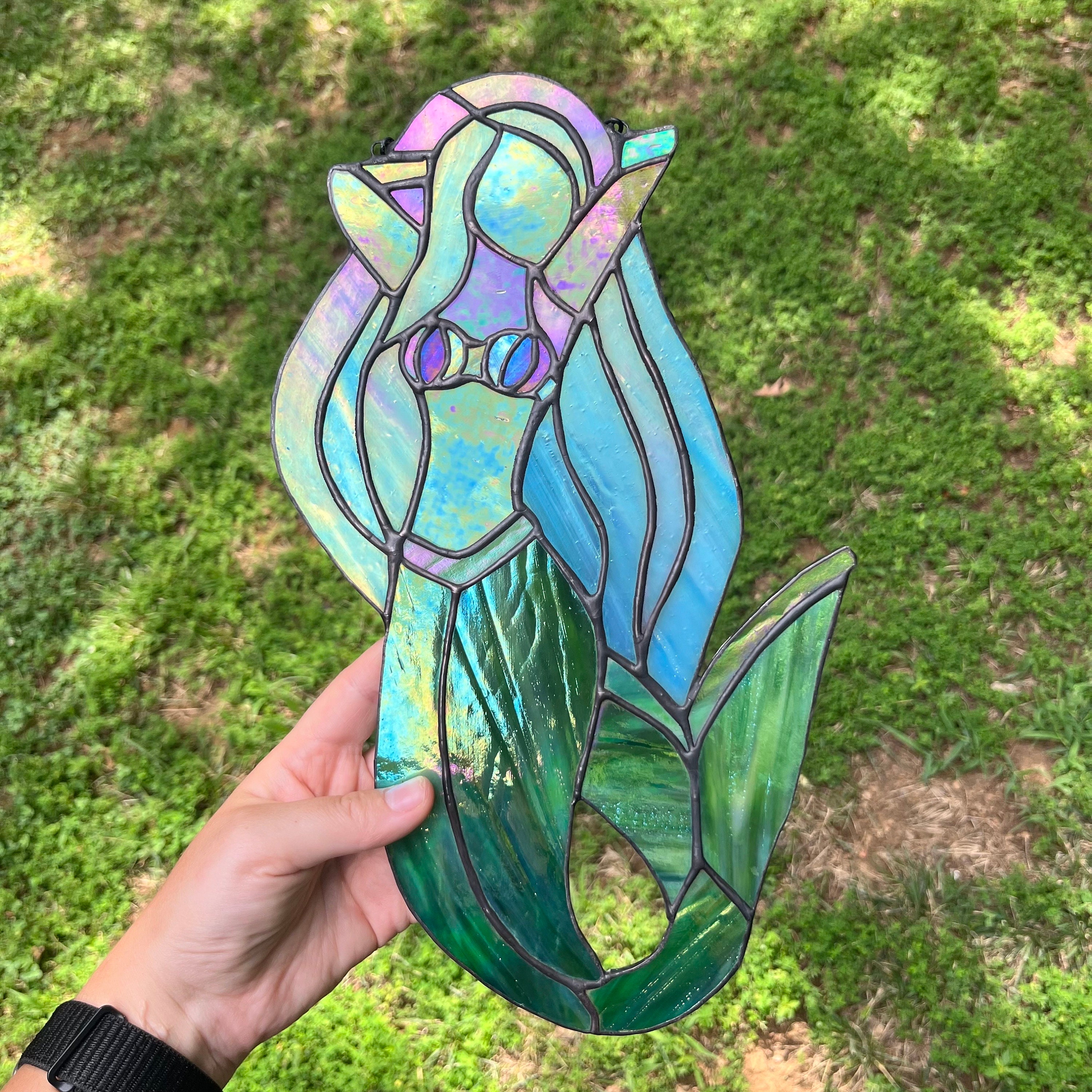 Stained Glass Iridescent Mermaid - Etsy