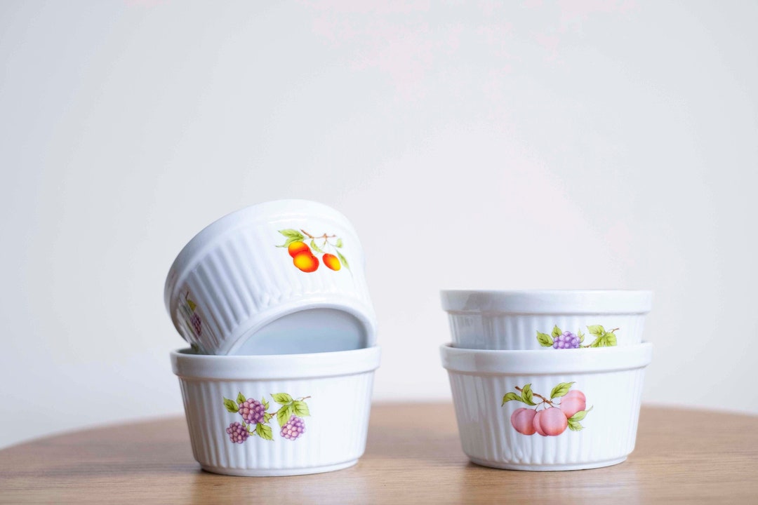 Set of 4 Soufflé Containers // Fruit Prints // Crème Brûlé Japan - Etsy