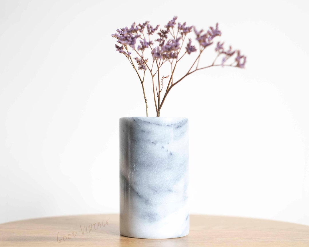 White Marble Vase // Nature Stone // Mid Century Home Decor - Etsy