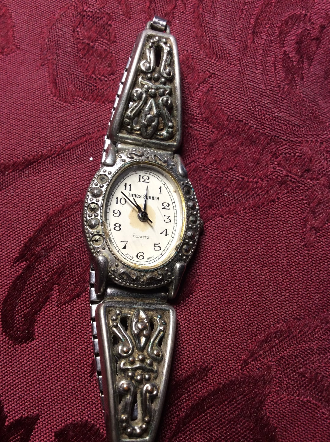 Vintage, Times Square, Quartz, Silver, Analog, Wrist Watch, Metal ...