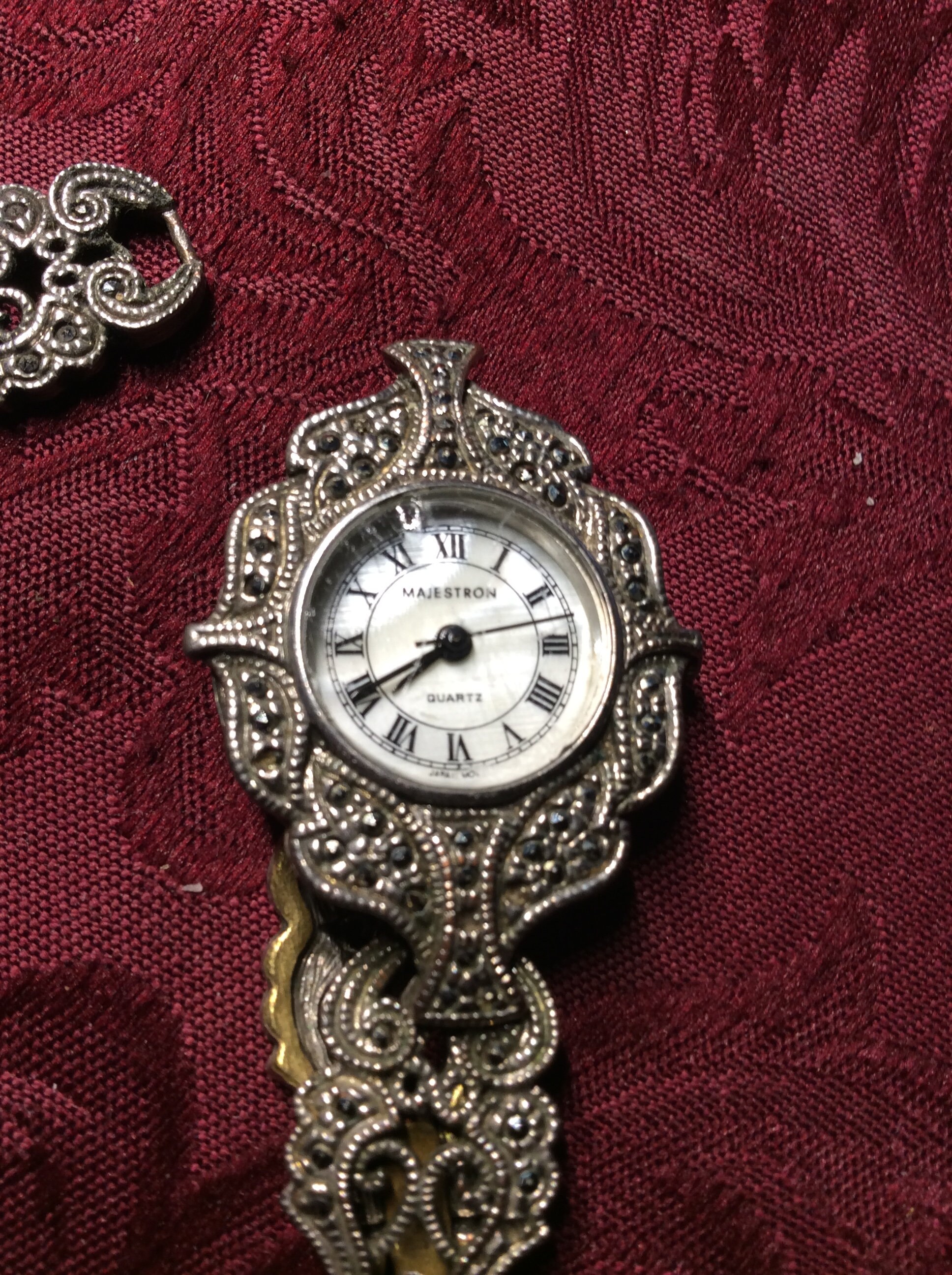 Vintage, Majestron, Quartz, Silver, Analog, Wrist Watch, Metal Bracelet ...