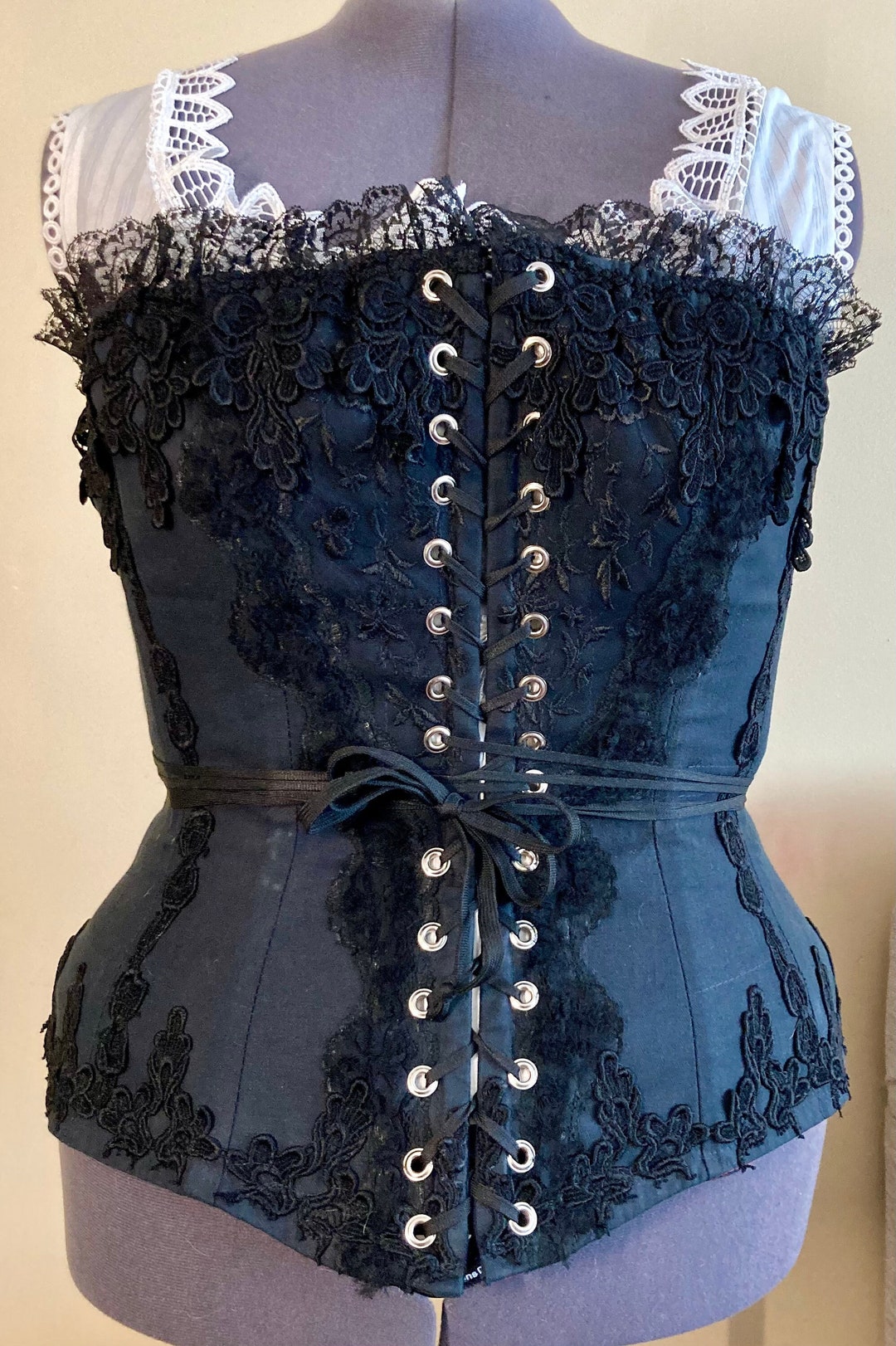 2X, Victorian Corset, Front Lacing, Black as Night - Etsy