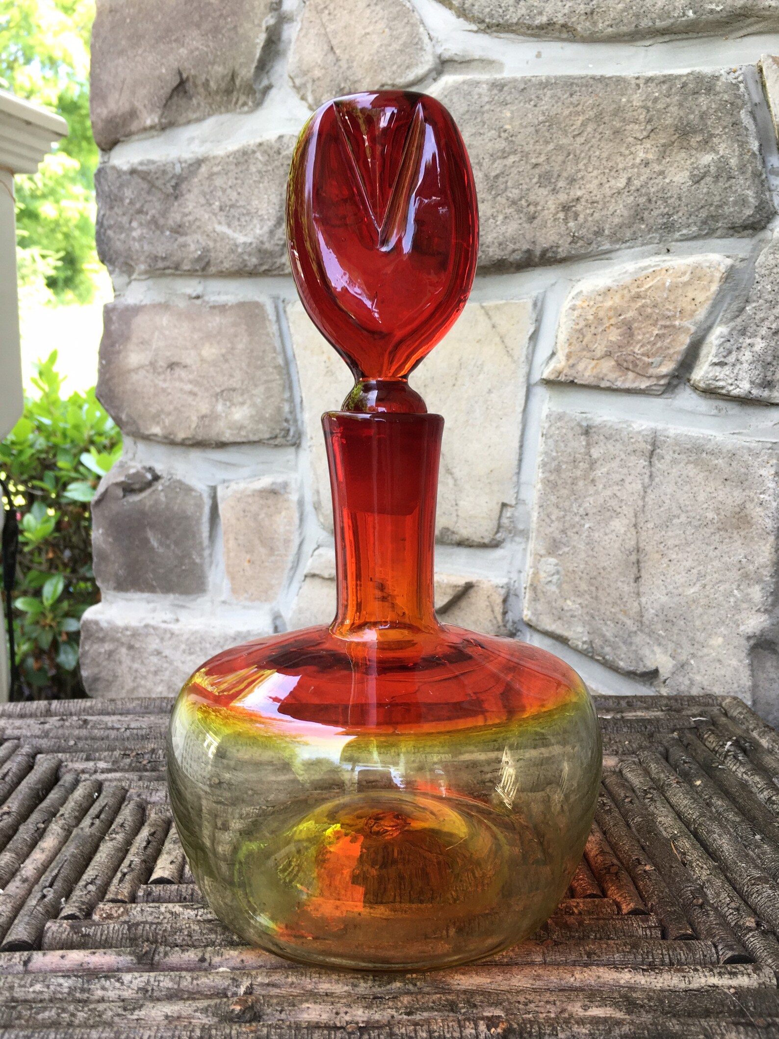 Blenko Amberina Decanter 6944 - Etsy