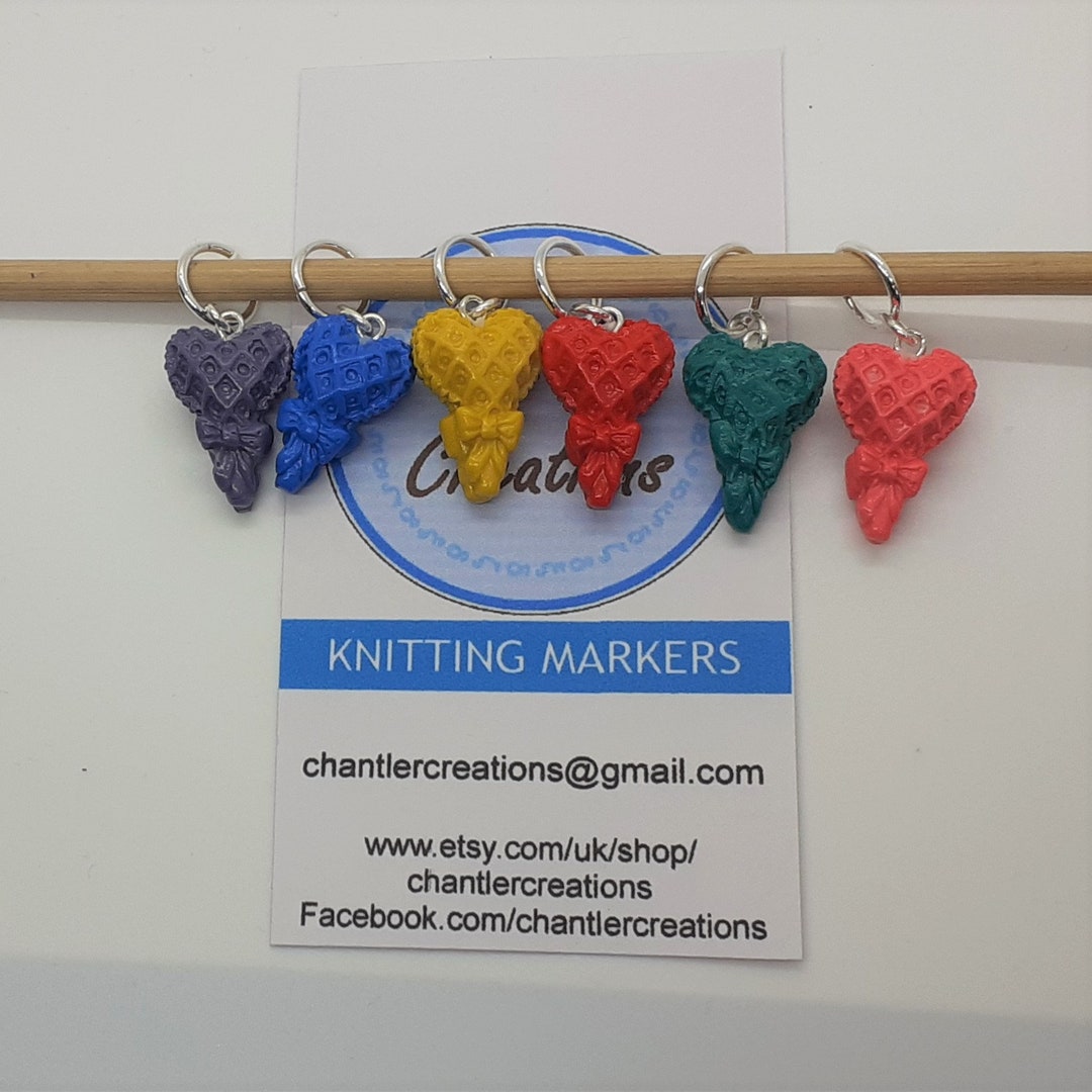 Heart Stitch Markers Set of Six Markers Handmade Polymer - Etsy Canada