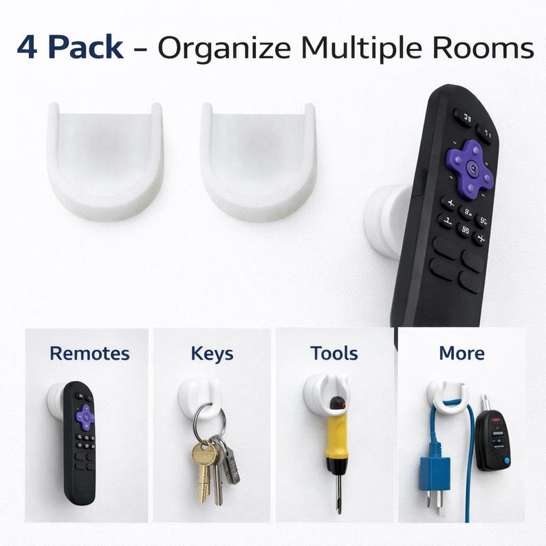 IQ Labs Magnetic Remote Control Holder Wall Mount (4 Pack) Strong N52 ...
