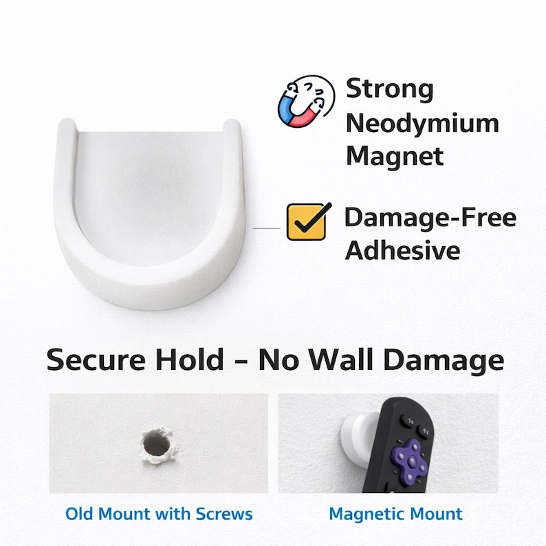 IQ Labs Magnetic Remote Control Holder Wall Mount (4 Pack) Strong N52 ...