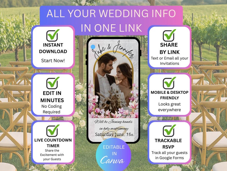 Wedding Invite Digital RSVP Music, Customizable Animated Template ...