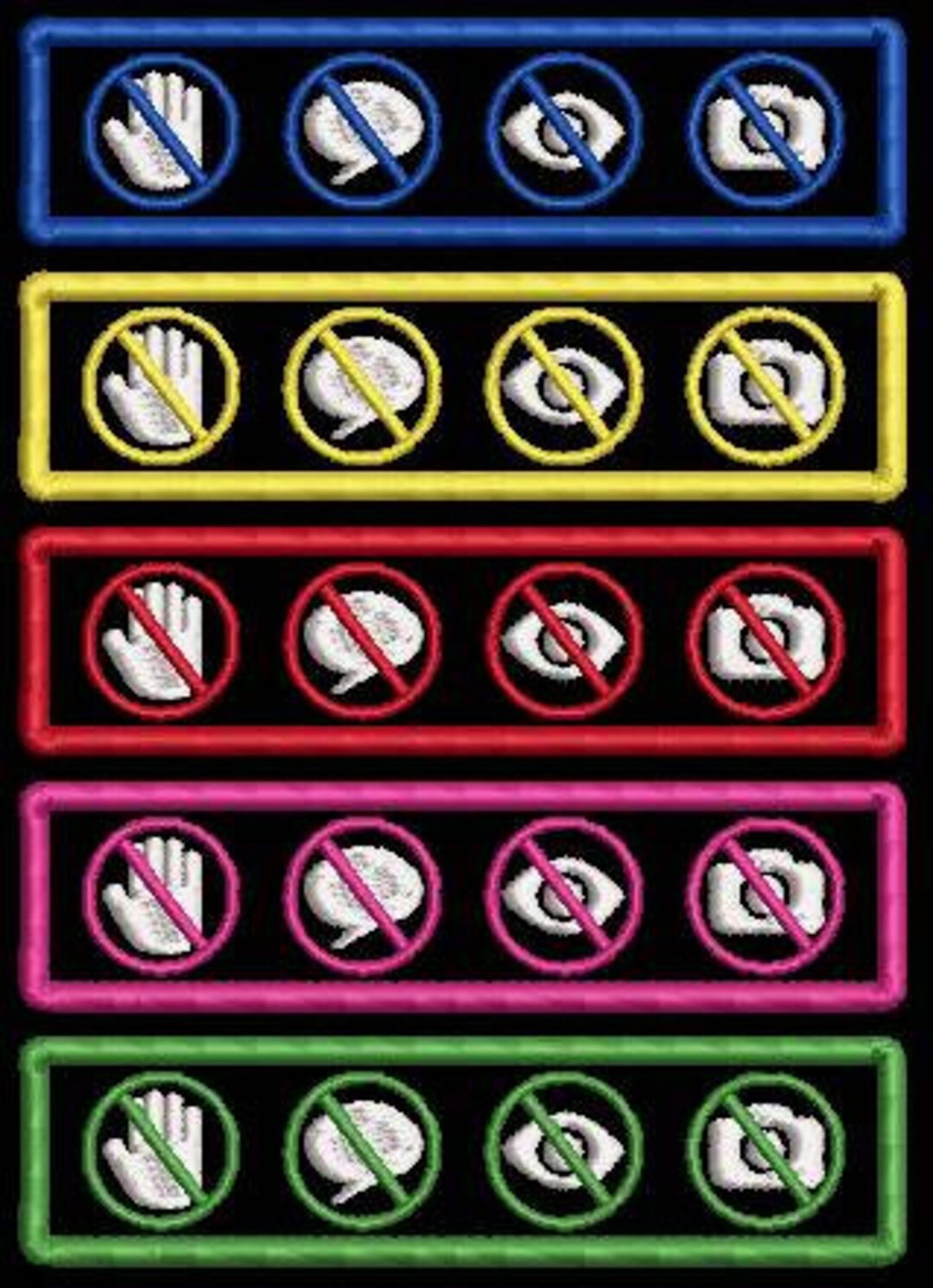 4 SYMBOL Horizontal Patch Choose Your Fabric and Thread Colours. Small ...