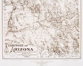 1880 Reproduction Map of Arizona Territory laminated Map - Etsy