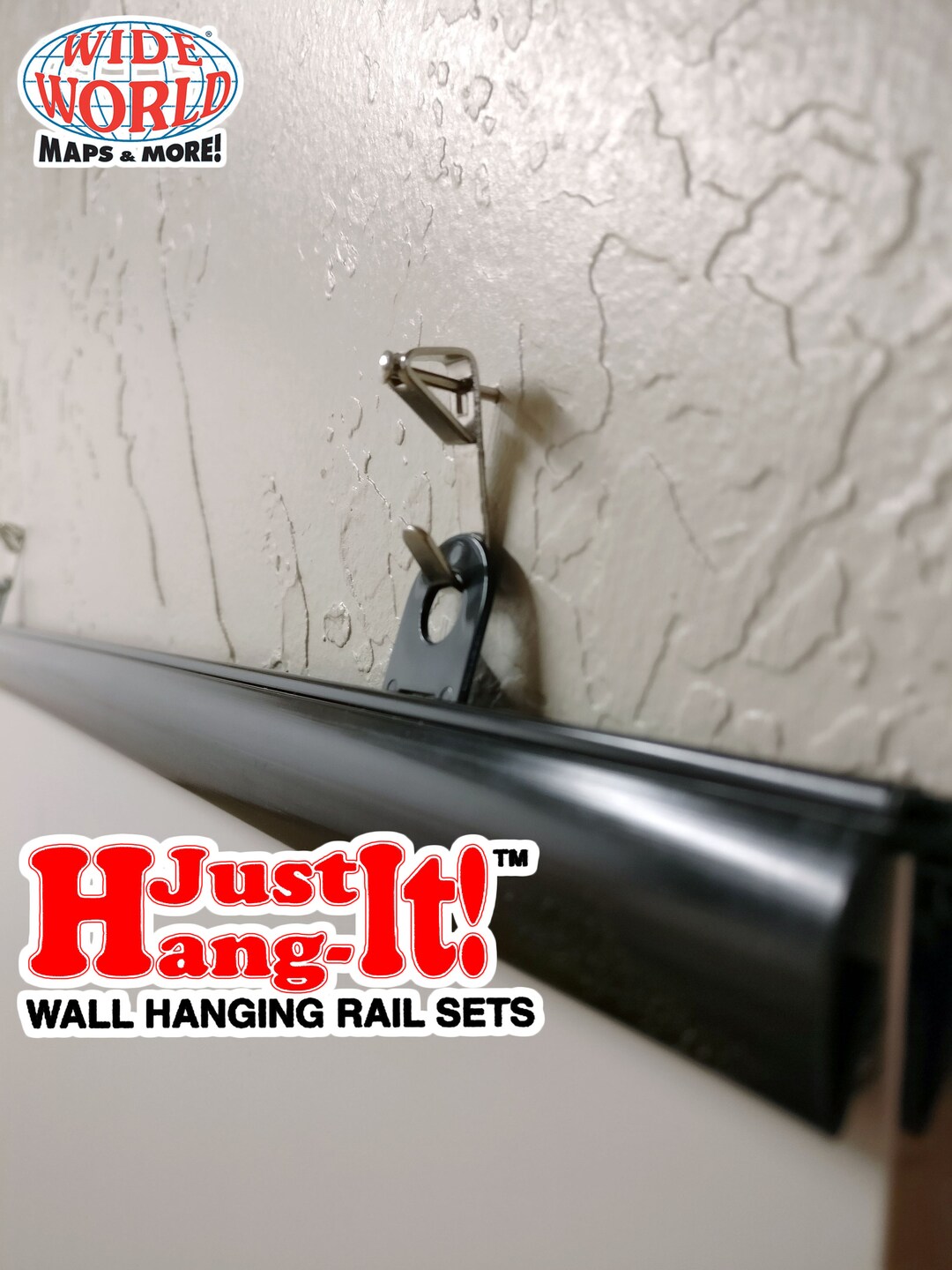 24" Just Hang-it! Wall Hanging Rail Set, Wall Mount for Displaying Maps ...
