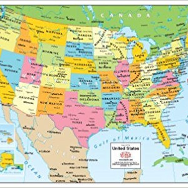 Laminated Map of Usa - Etsy